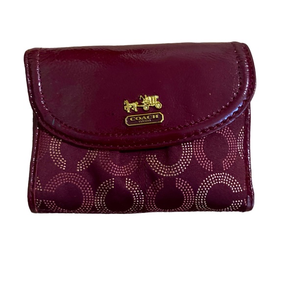 Coach | Bags | Coach Madison Dotted Op Art Wallet In Crimson | Poshmark